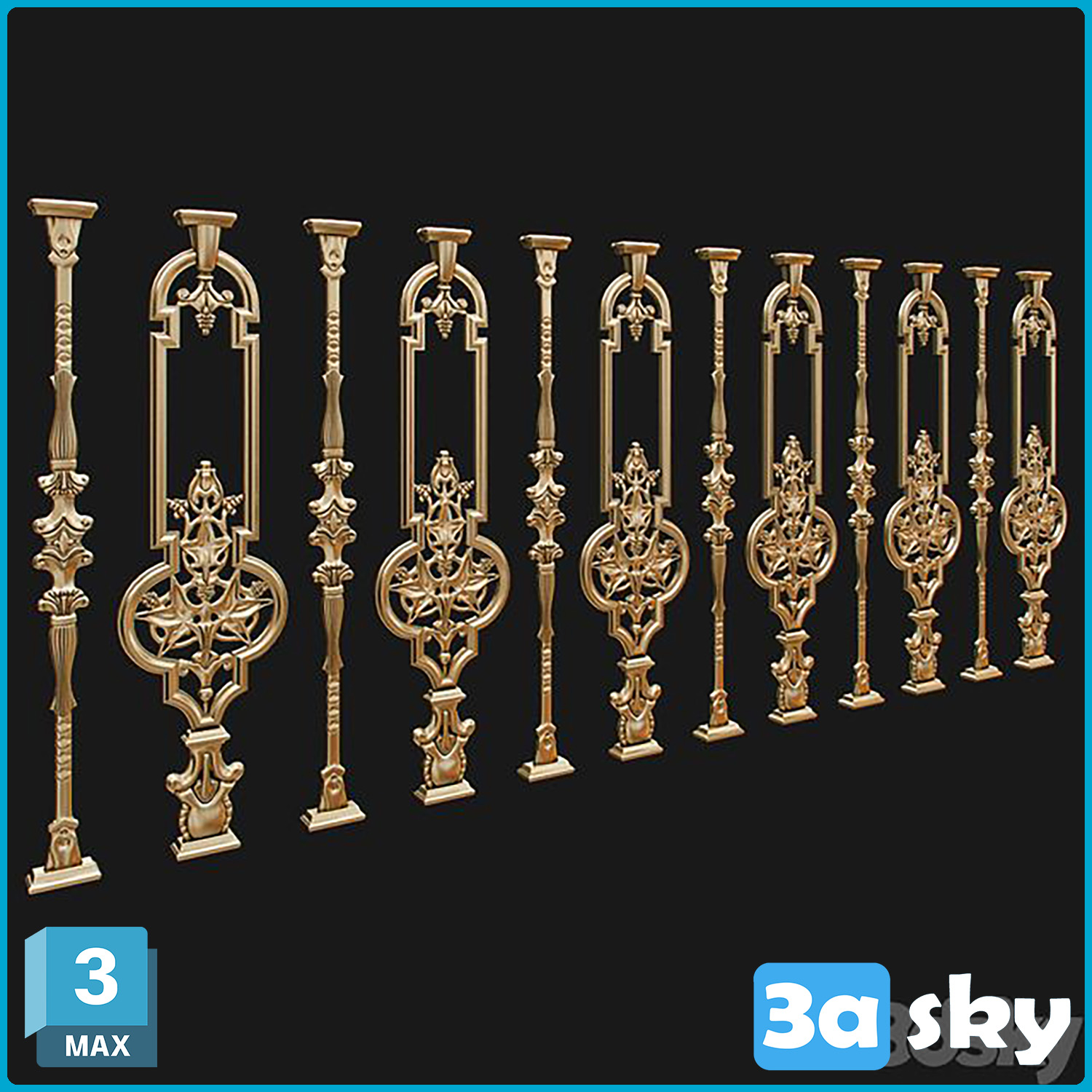 Forged balusters from 3DS MAX Models & Free Download