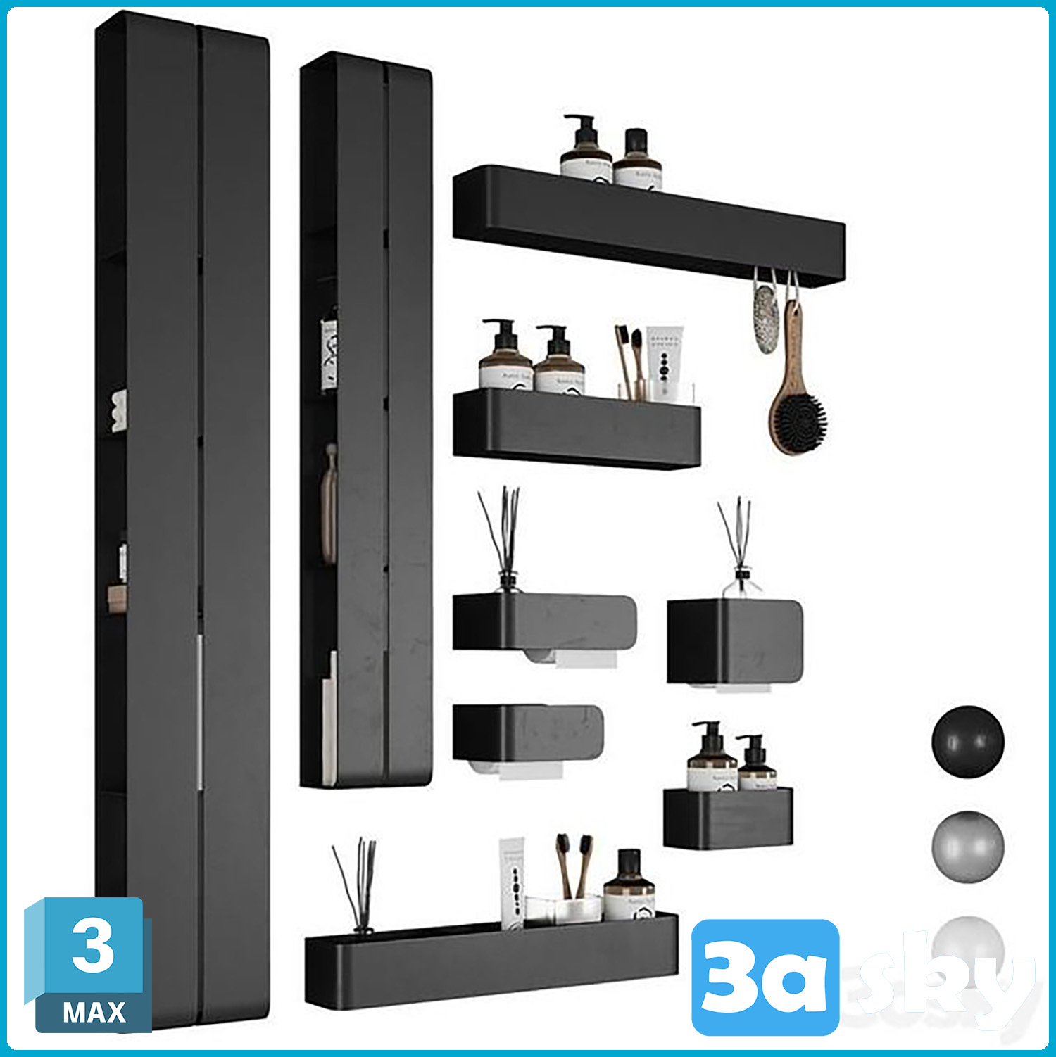 Tezza bathroom accessories (modern set) from 3DS MAX Models & Free Download