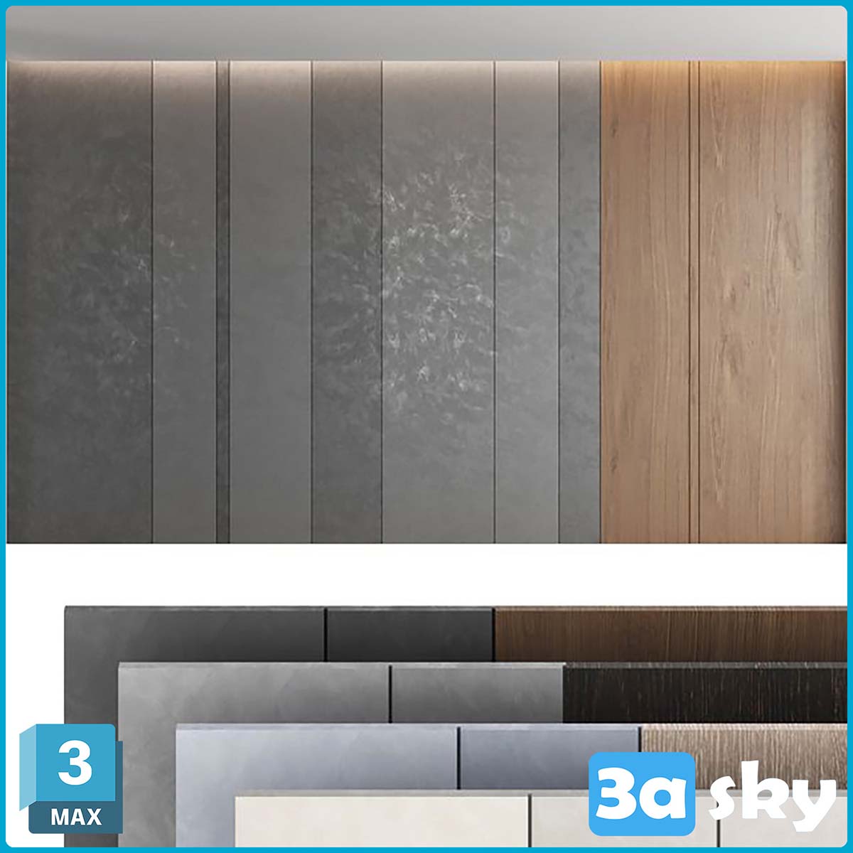 Decorative wall panel set 52 from 3DS MAX Models & Free Download