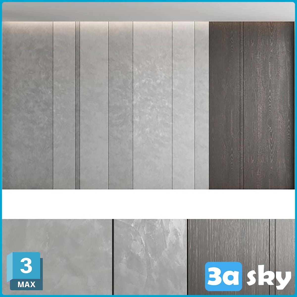 Decorative wall panel set 52 from 3DS MAX Models & Free Download