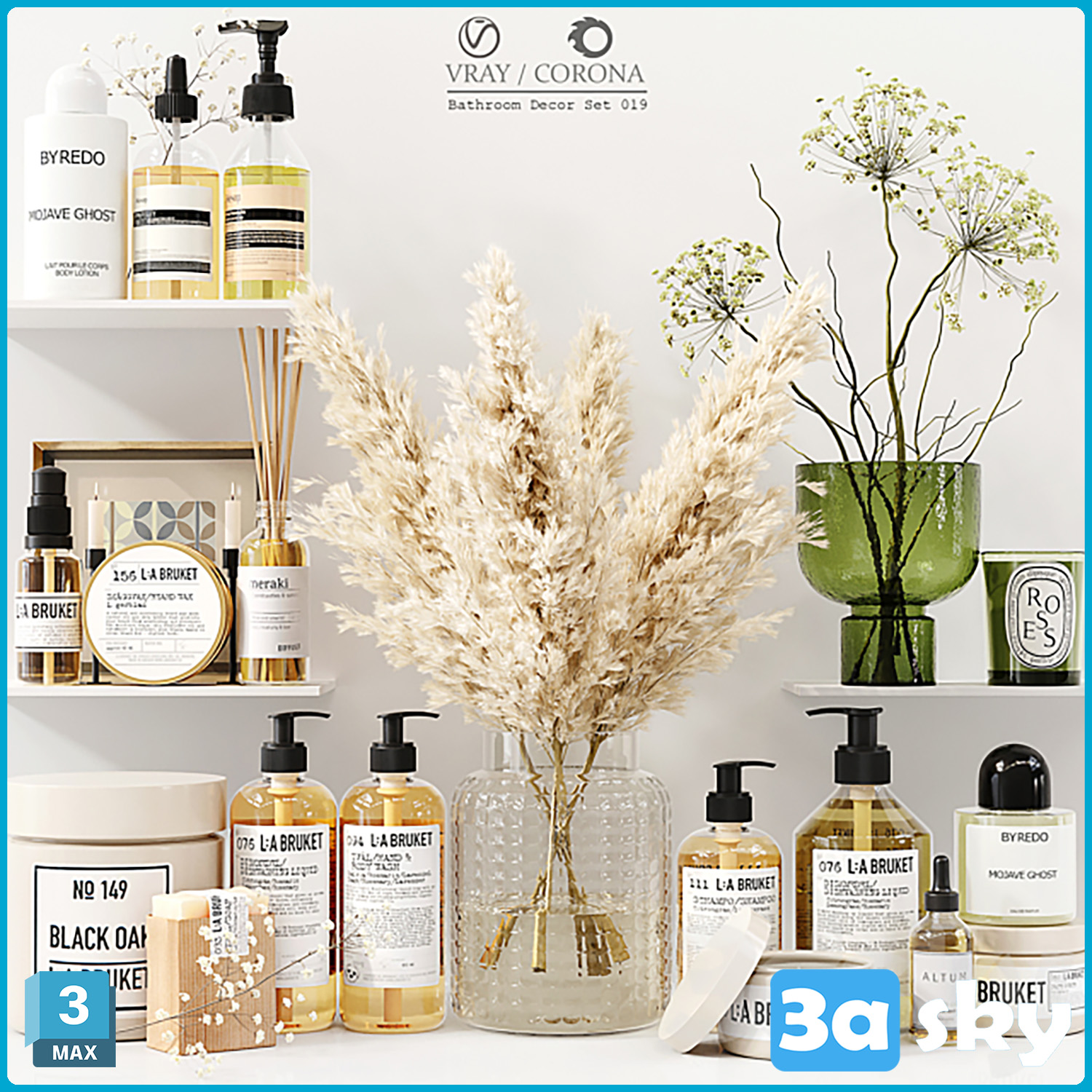 Bathroom Decor Set 019 from 3DS MAX Models & Free Download