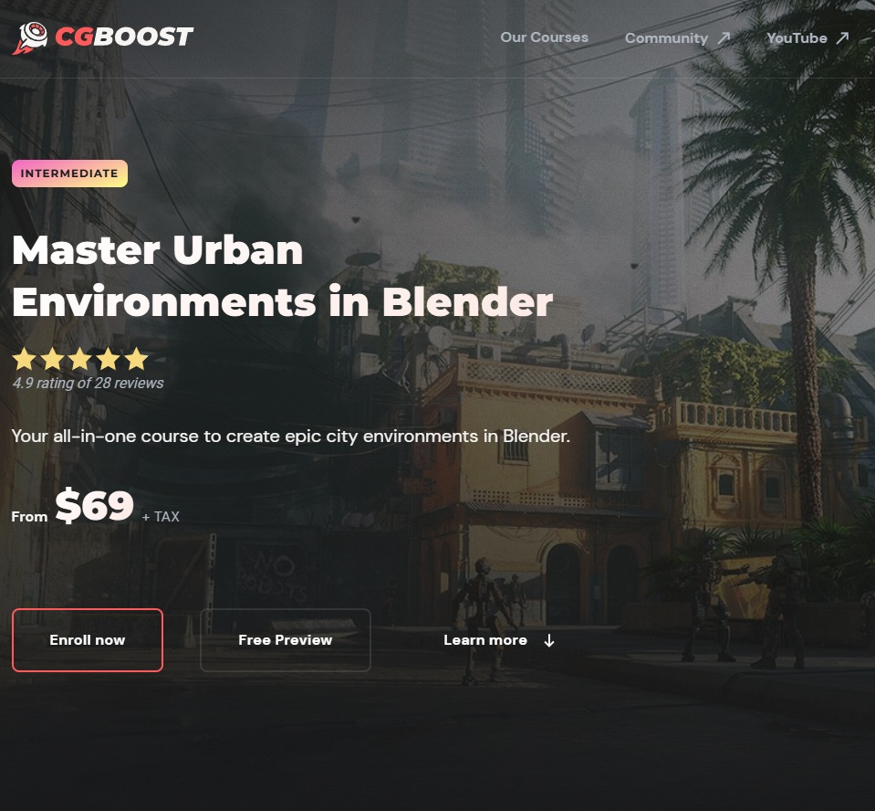 Khoá học tạo môi trường đô thị trong Blender của CGBoost